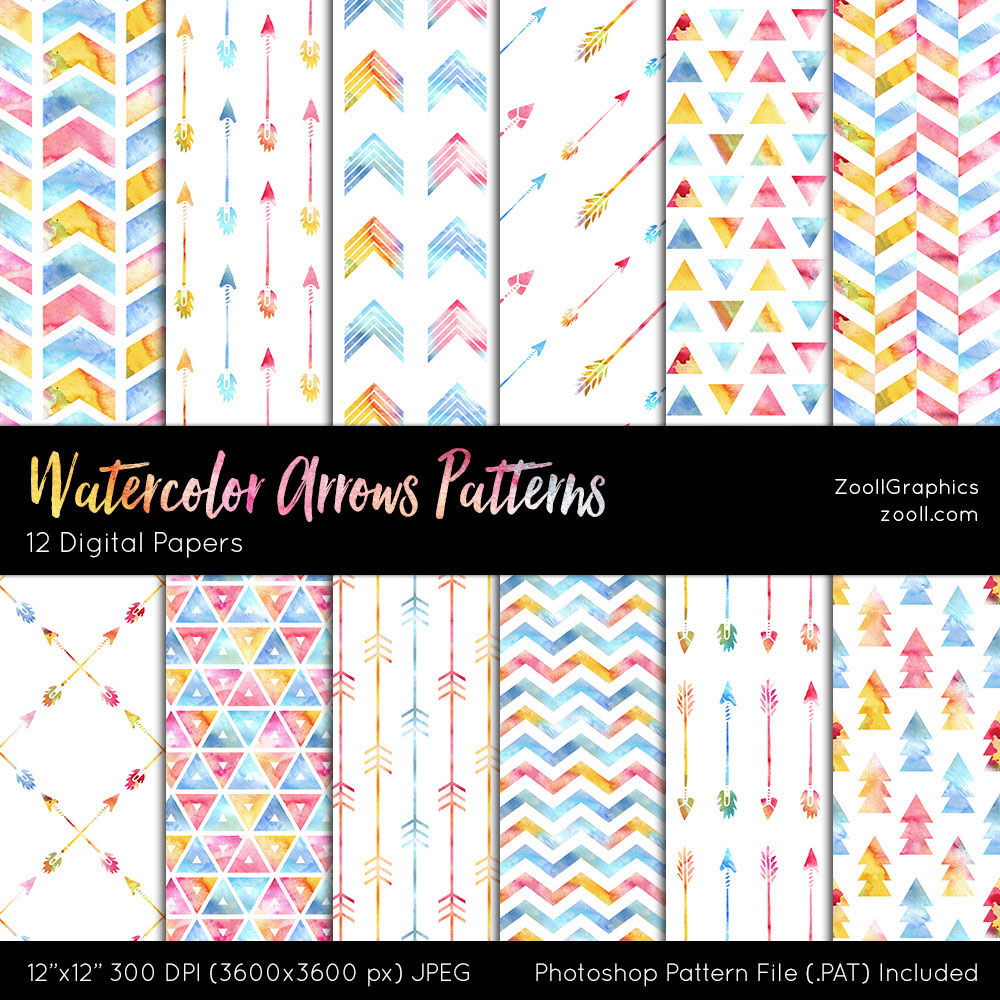 Goodies: Watercolor Arrows Patterns - Zooll.com - Graphic Design, Ideas ...