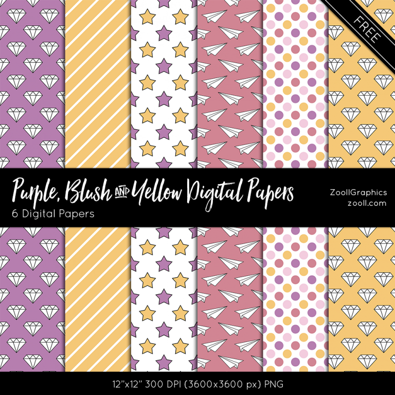 Printables: Purple, Blush And Yellow Digital Papers - Zooll.com ...